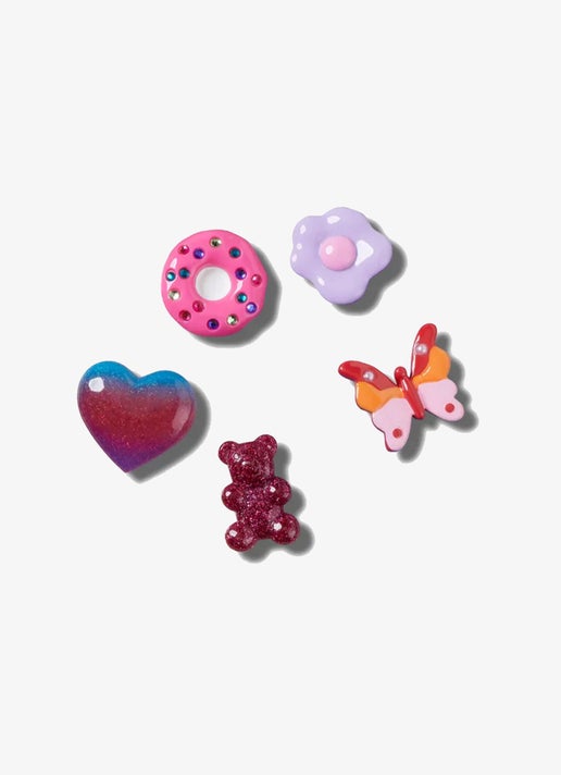 Crocs Jibbitz Purple And Pink Fun - 5 Pack in Multi | Red Rat