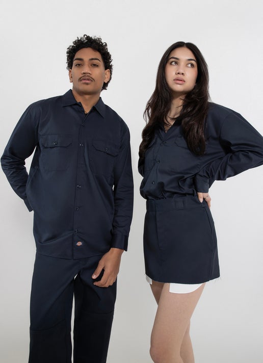 Dickies 574 Long Sleeve Work Shirt in Blue | Red Rat
