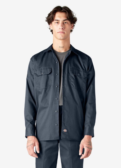 Dickies 574 Long Sleeve Work Shirt in Blue | Red Rat