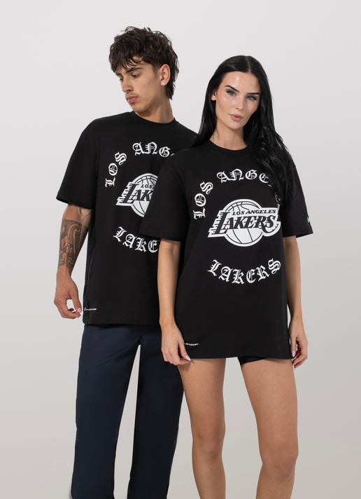 New Era Nba Los Angeles Lakers Gothic Script Oversized Tee in Black ...