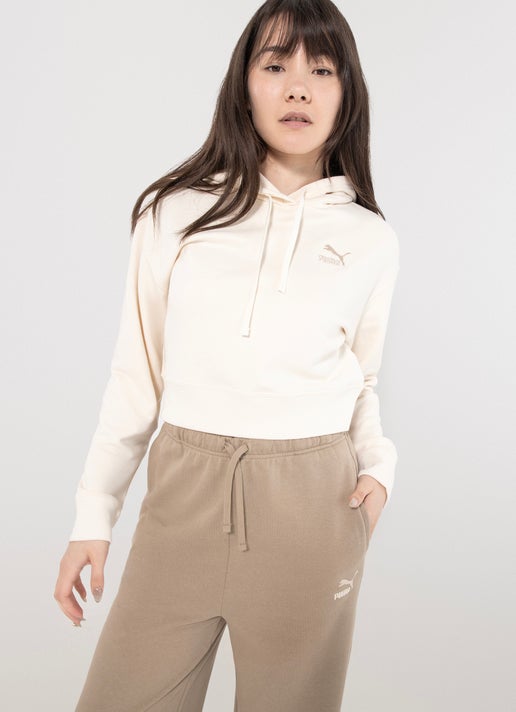 Puma Better Classics Cropped Hoodie - Womens in Beige | Red Rat