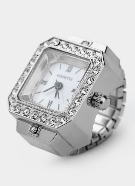 Vendetta Crownmark Watch Ring in Silver | Red Rat