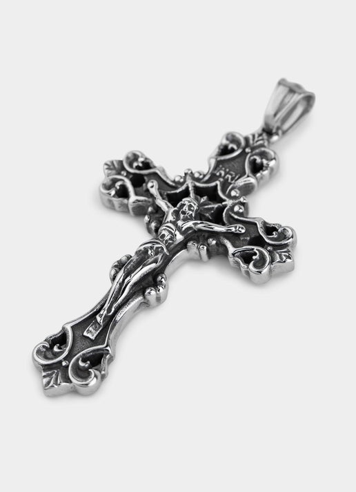 Vendetta Crucible Cross Pendant - Burnished Stainless Steel in Silver ...