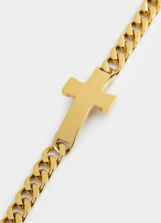 Vendetta Cuban Cross Bracelet M/l - 18k Gold Plated in Gold | Red Rat