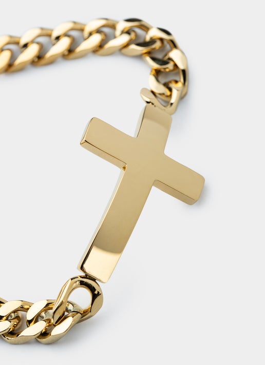 Vendetta Cuban Cross Bracelet S/m - 18k Gold Plated in Gold | Red Rat