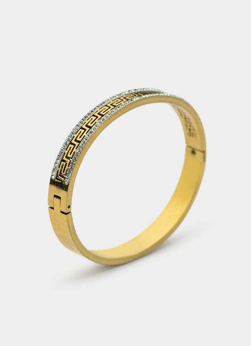 Vendetta Greca Icy Bangle - 18k Gold Plated in Gold | Red Rat