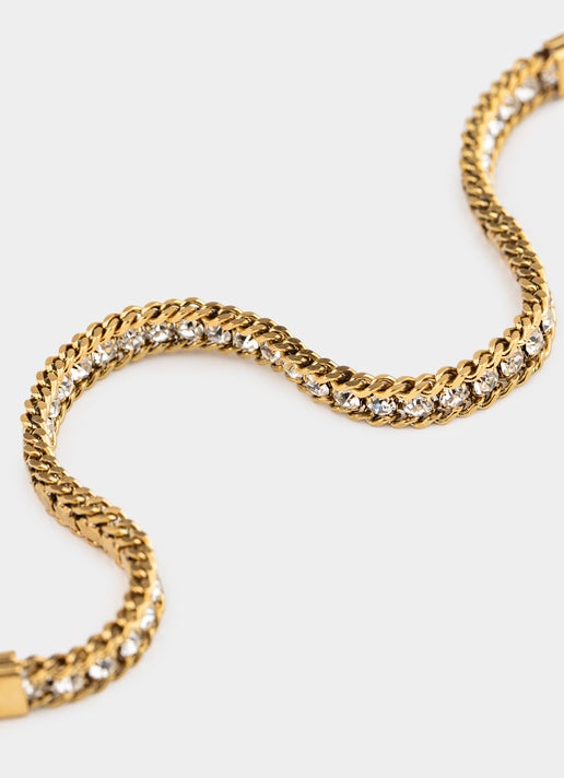 Vendetta Icy Double Cuban Bracelet - 18k Gold Plated in Gold | Red Rat