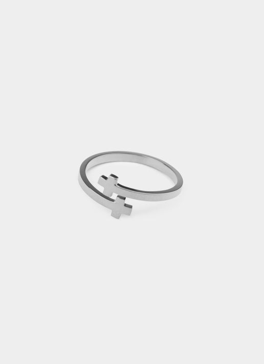 Vendetta Mini Cross Ring - Stainless Steel in Silver | Red Rat