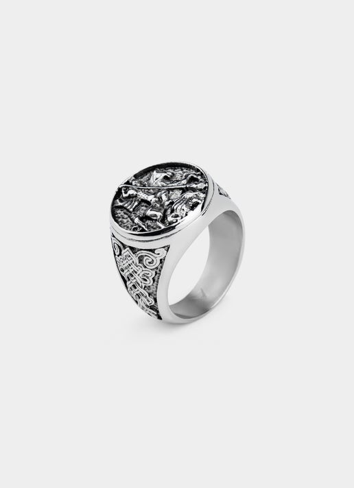Vendetta Saint George Sovereign Ring - Stainless Steel in Silver | Red Rat