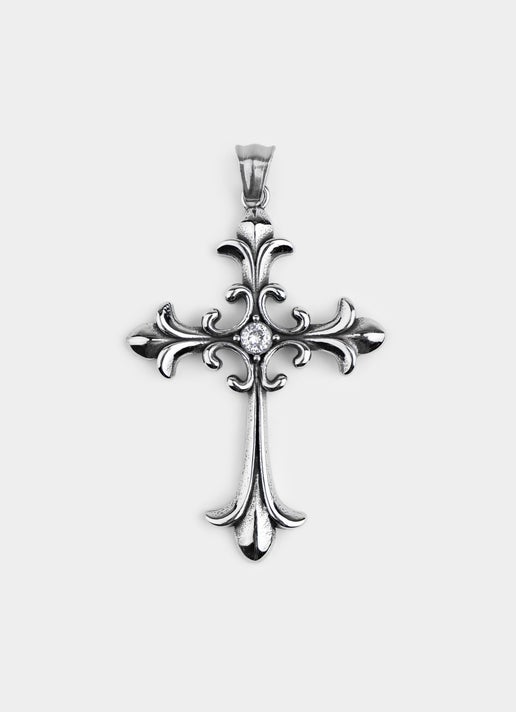 Vendetta Seraph Cross Pendant - Burnished Stainless Steel in Silver ...